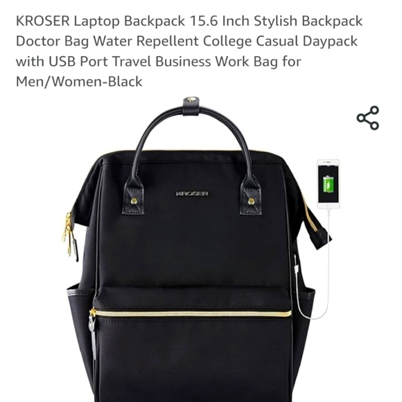 Kroser | Bags | Womens Kroser Backpack Laptop Bag Black With Teal ...